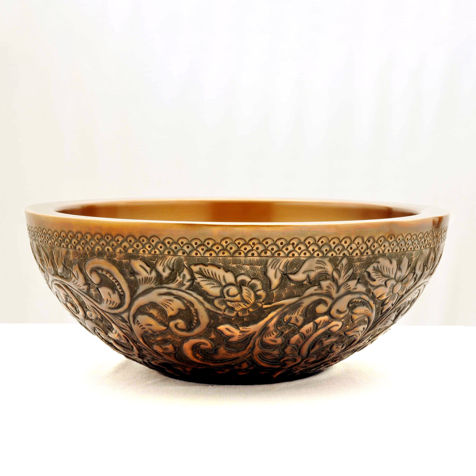 Double Wall Copper Sink Embossed - Coppersmith® Creations