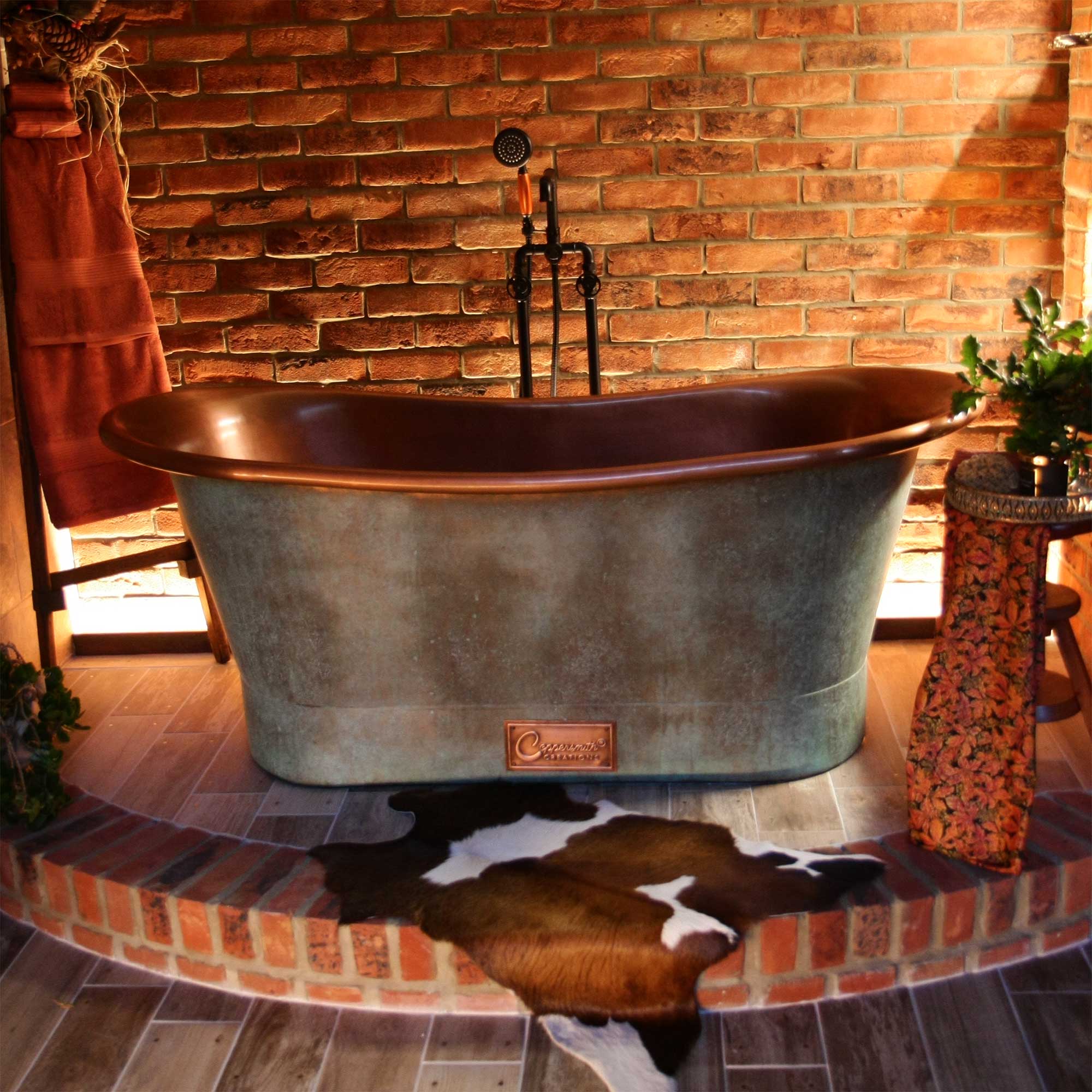 Copper Bathtub Copper Interior & Blue Green Patina Exterior Finish ...
