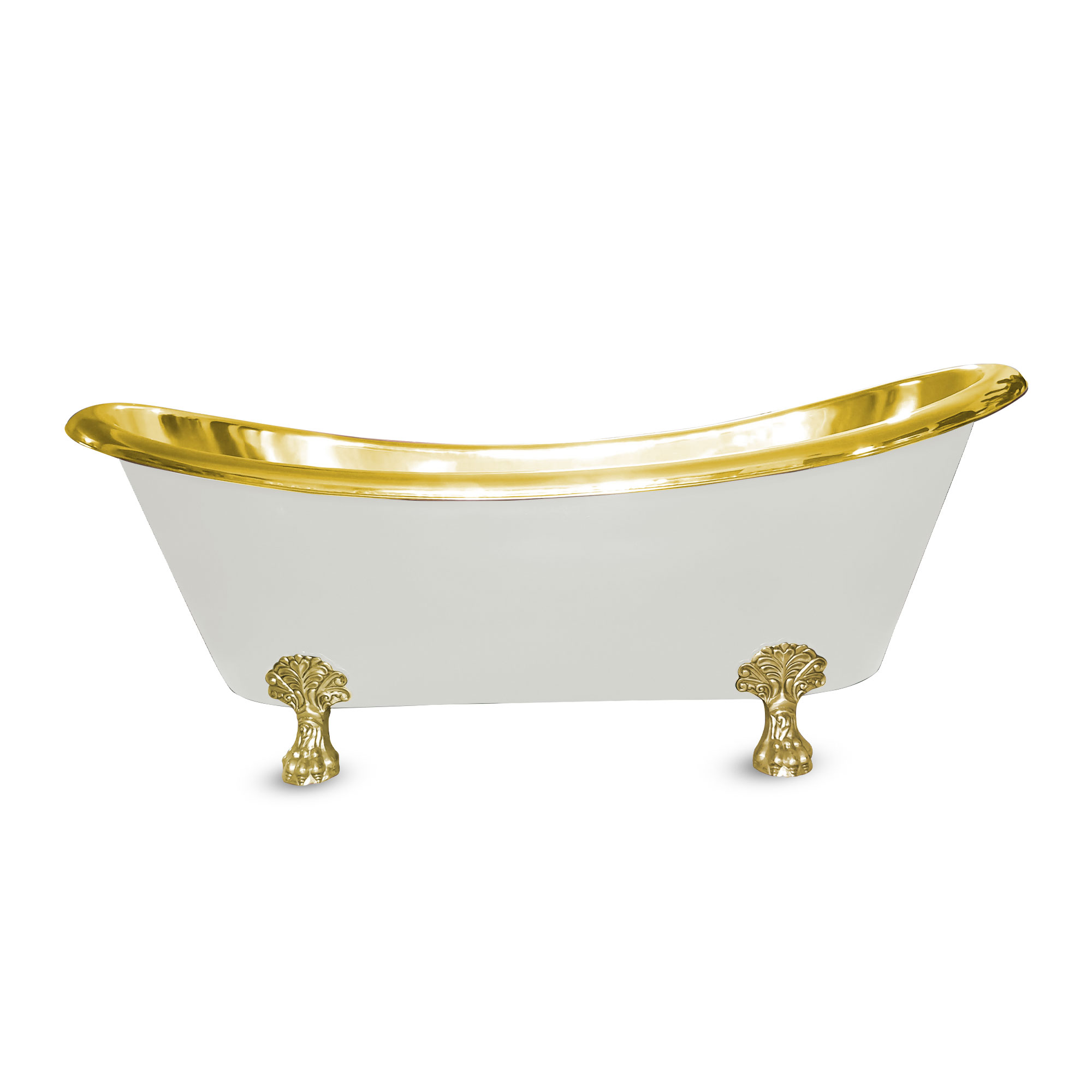 Clawfoot Brass Bathtub Polished Brass Interior & Matt White Exterior ...