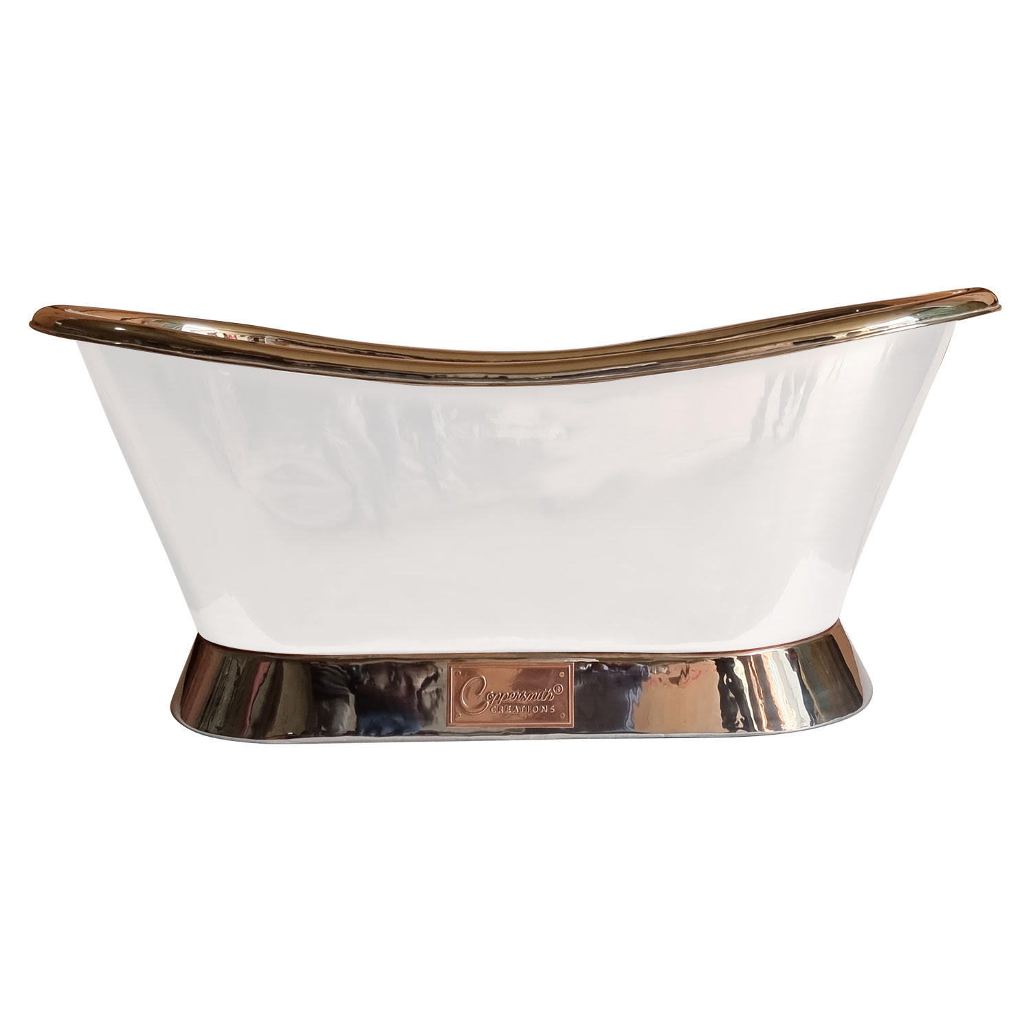 Slanting Base Copper Bathtub Nickel Inside & on Base Matt White Powder ...