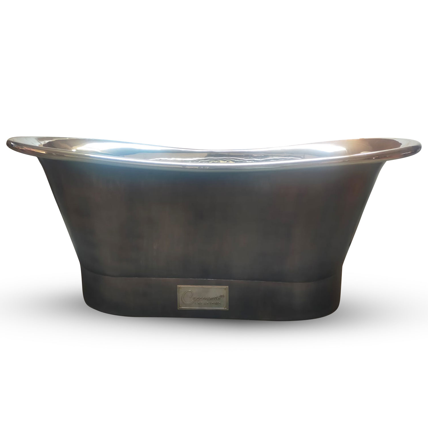 Straight Base Copper Bathtub Nickel Interior Finish & Patinated Lead ...