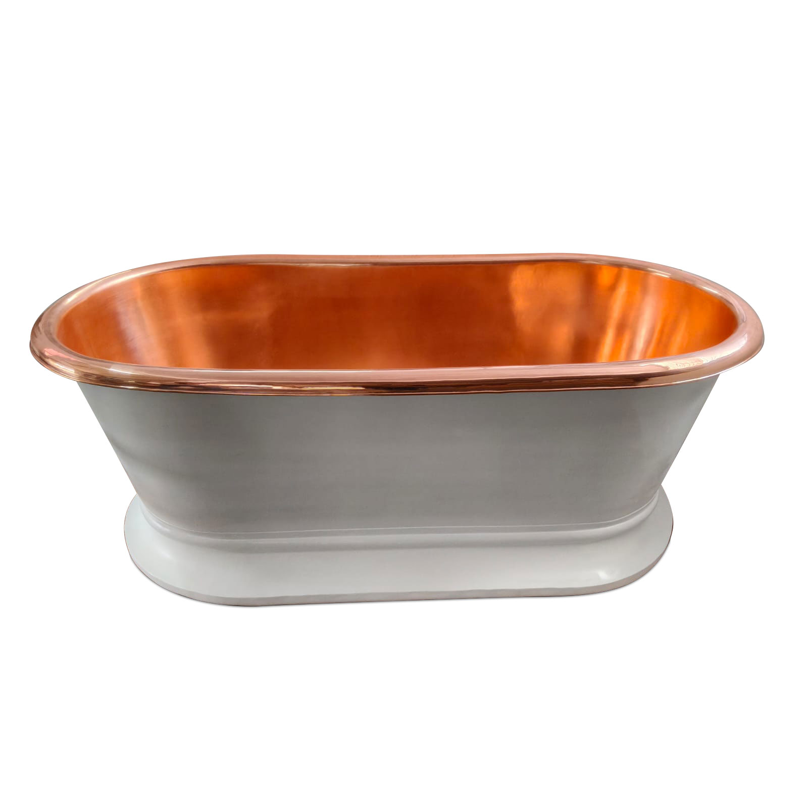 Pedestal Copper Bathtub White Powder Coated Exterior - Coppersmith ...